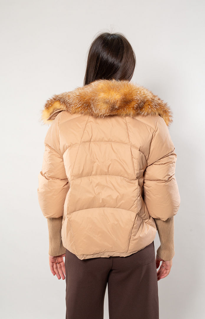 Geaca din fâs cu guler din blanita naturala de vulpe,detașabil pret 0 ...