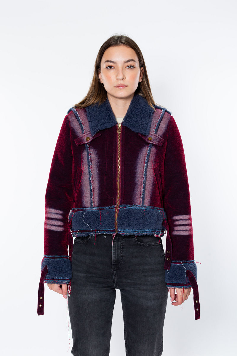 Jacheta grosiera din stofa exterior si blana interior pret 799,00 lei ...