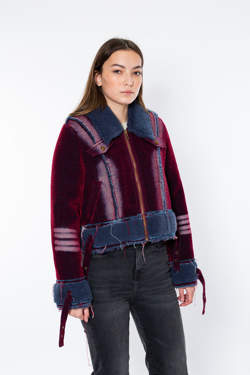 Jacheta grosiera din stofa exterior si blana interior pret 799,00 lei ...